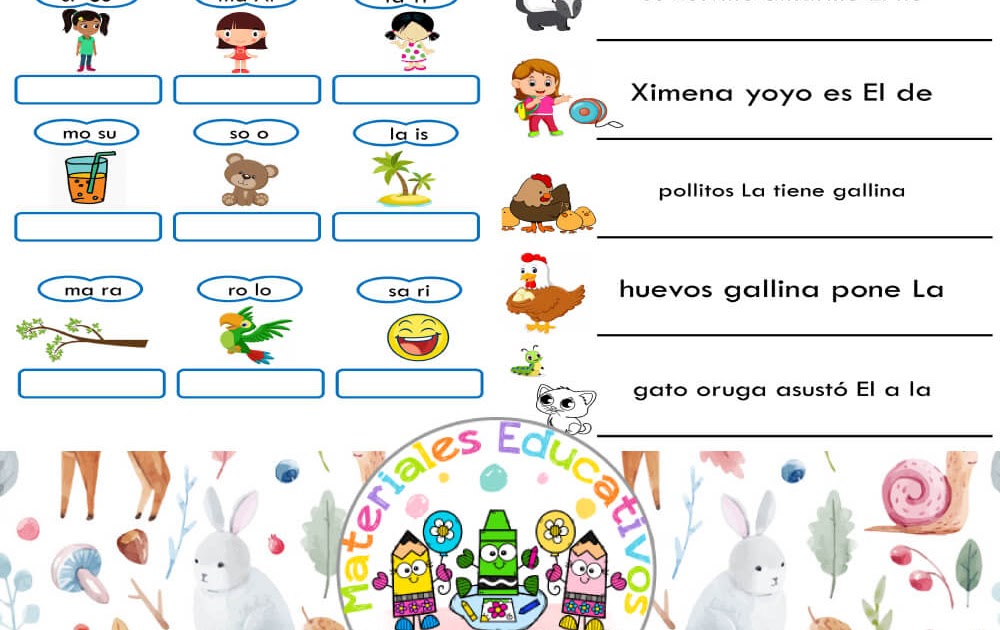 Fichas para Formar Palabras y Oraciones | Materiales Educativos para ...