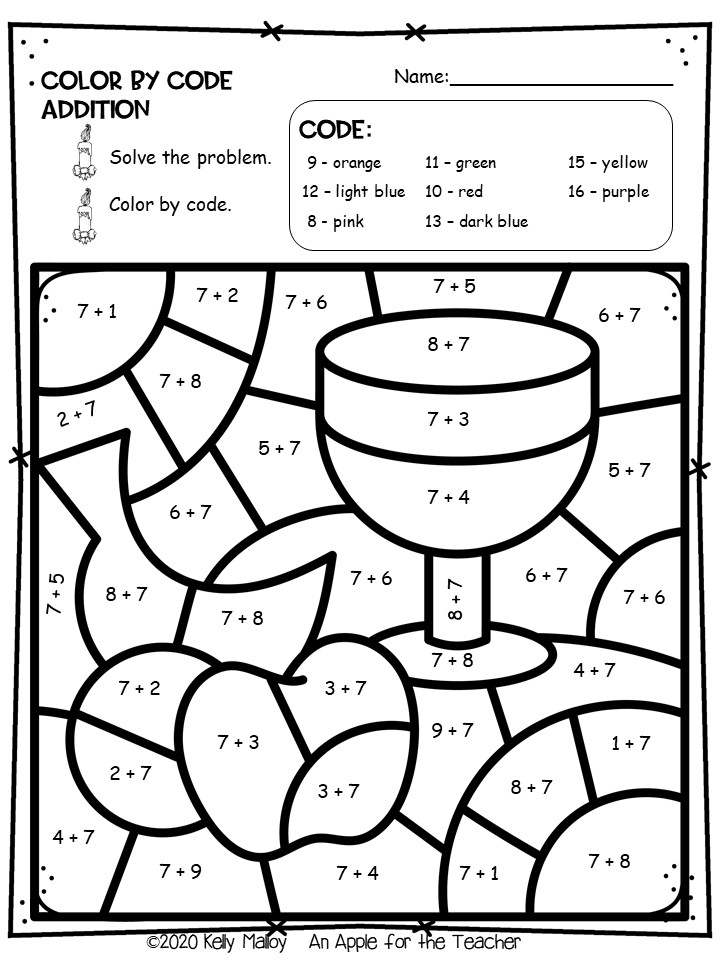 An Apple For The Teacher: Kwanzaa Color By Number Math Facts Practice ...