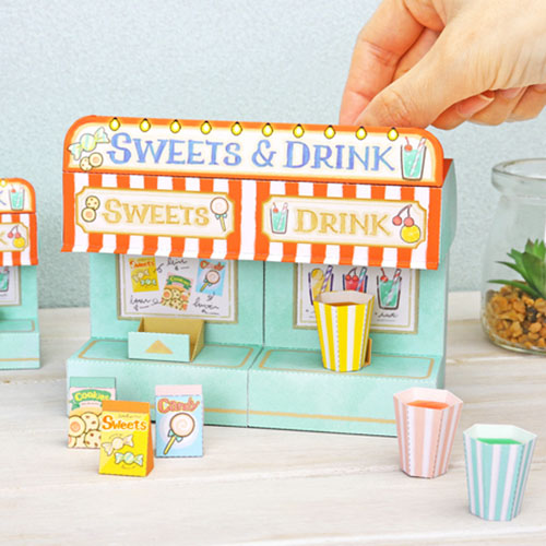 Drink and Sweets Bar Paper Toy | Paperized Crafts