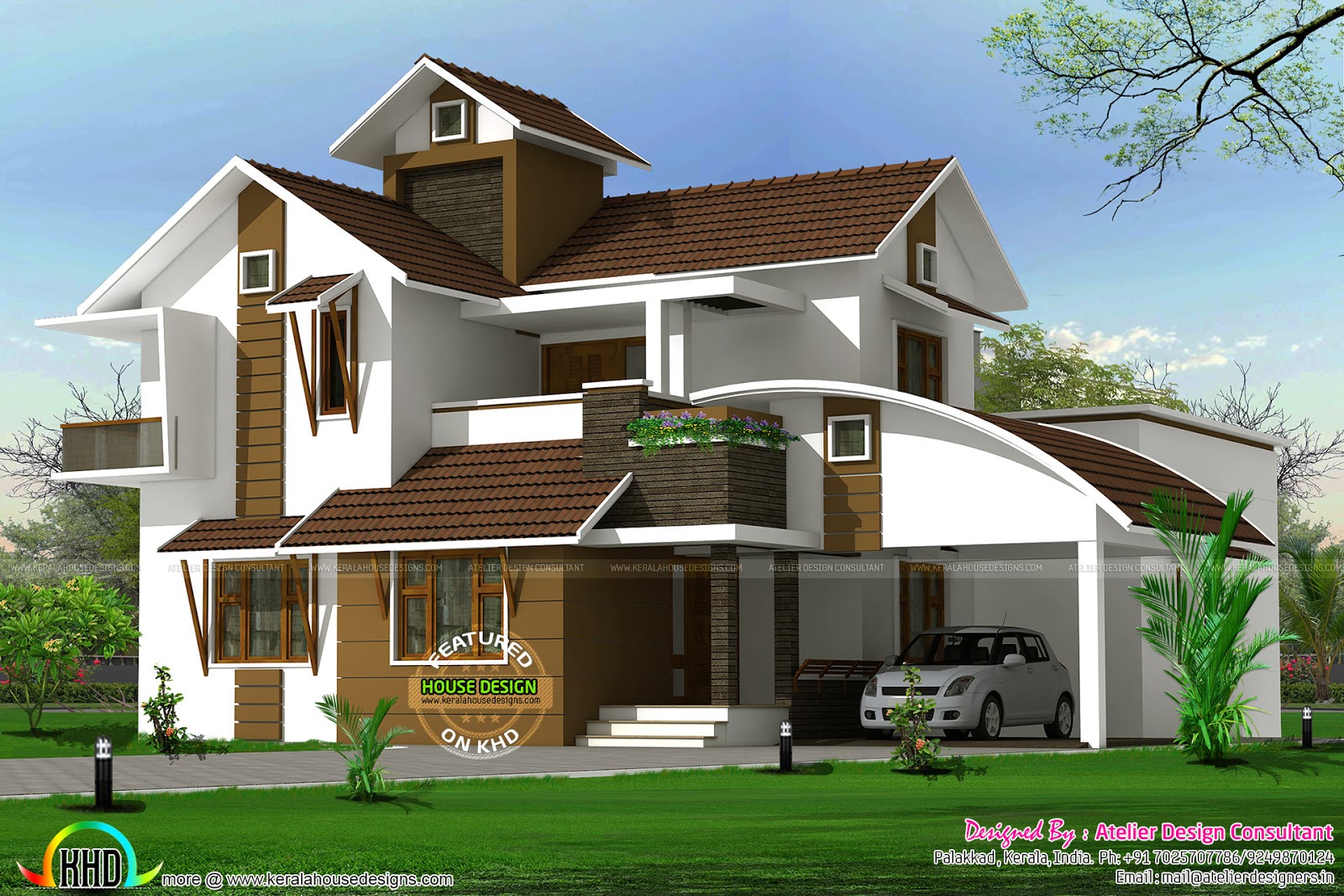 2410 sq-ft modern mix sloping roof house - Kerala Home Design and Floor ...