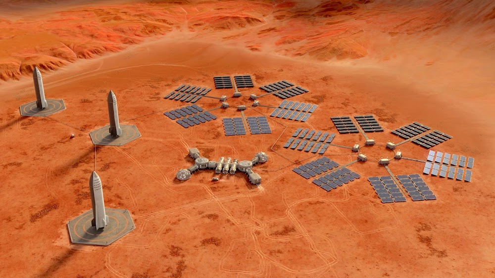 SpaceX Starships at Mars Base Alpha by Konstantin Ermolaev | human Mars