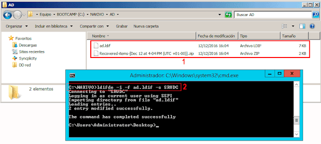 Pantallazos.es: Active Directory: Ldifde importar un objeto recuperado ...