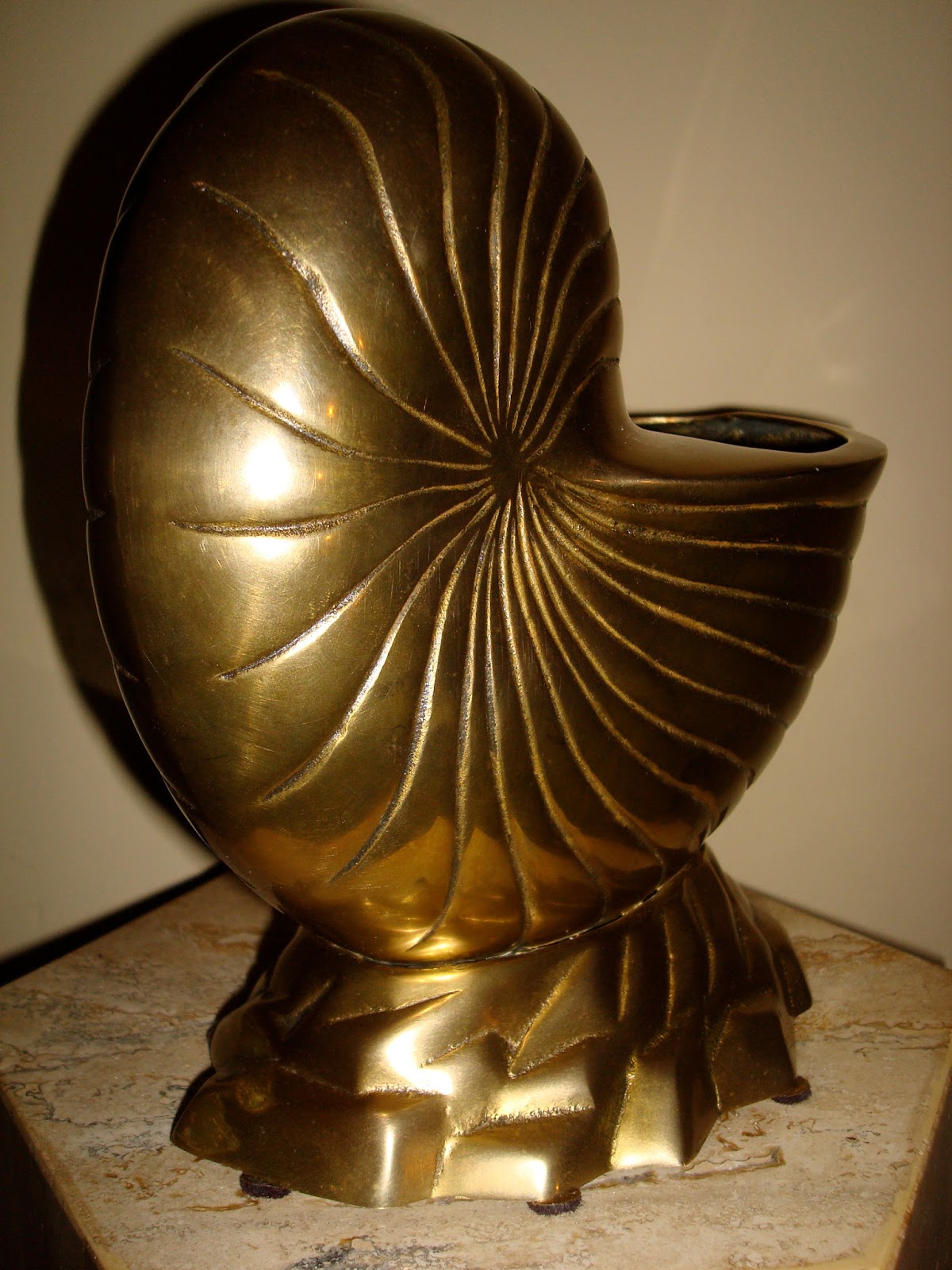 Era Antiques: Vintage Solid Brass Nautilus Planter
