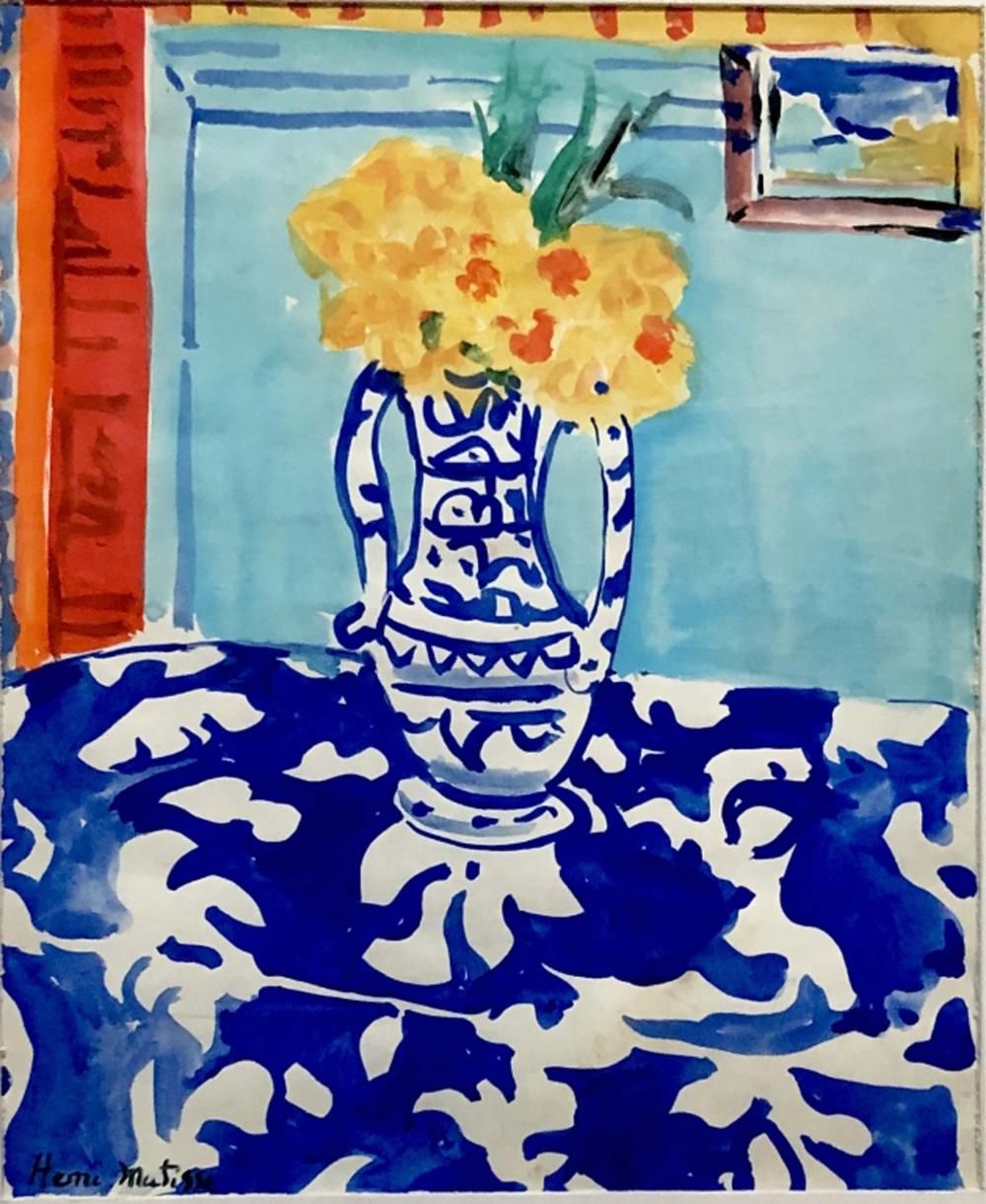 The Lost Sock : Henri Matisse Blue Willow Still Life