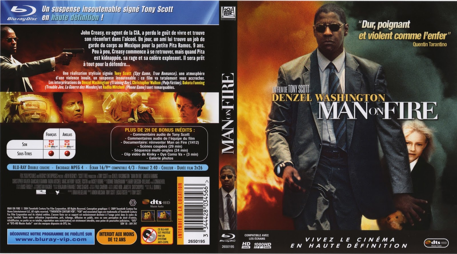 BLU-RAY JAQUETTES BLU-RAY: Man On Fire