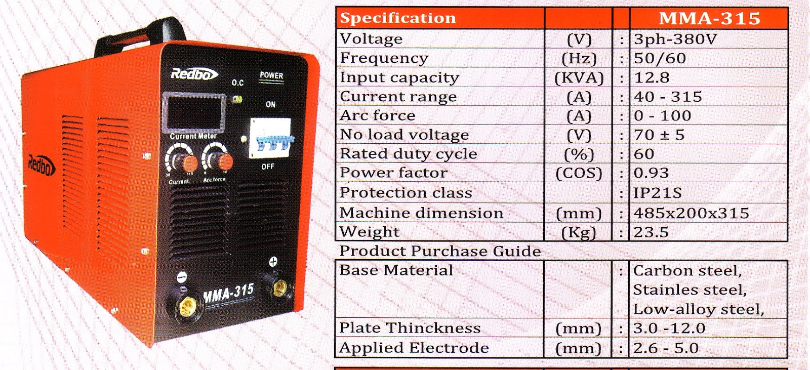 MECOALLOYS Welding Equipments: REDBO Welding Machines