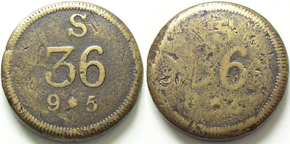 Coin Weights: One Joe - 36s Brass Coin Weight