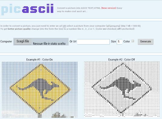 Picascii: trasformare un'immagine in testo ASCII