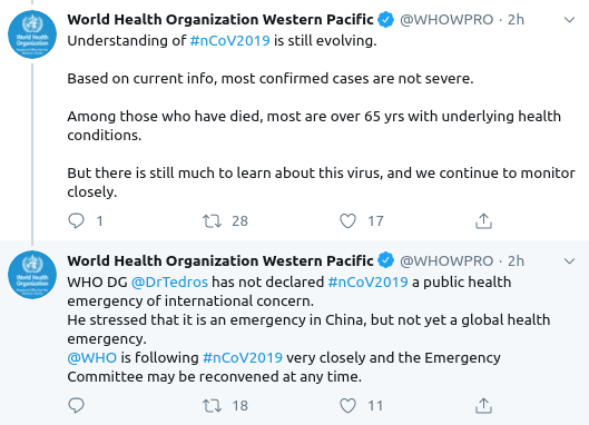 Avian Flu Diary: WHO WPRO Novel Coronavirus Update (vis Twitter)