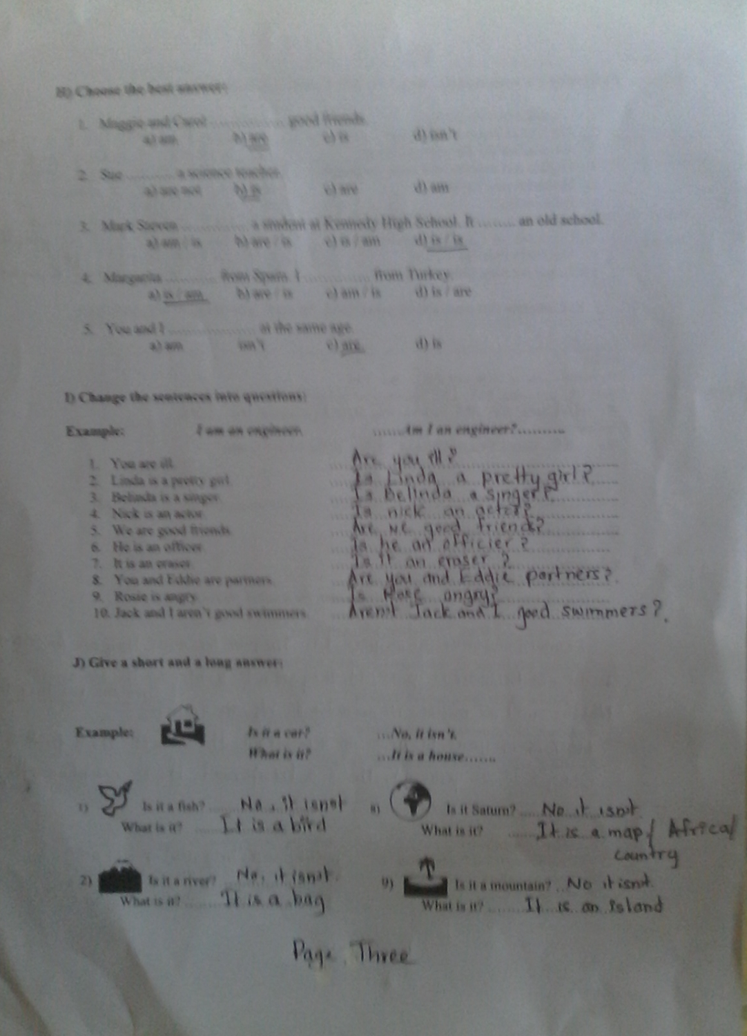 Answer Key for English Homework Assignment