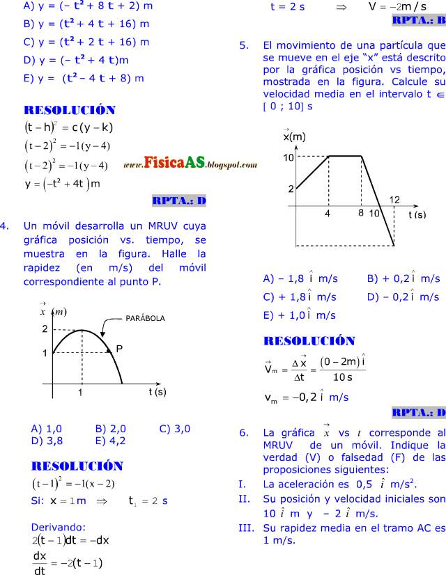 CINEMÁTICA (II PARTE) EJERCICIOS DESARROLLADOS IMPRIMIR GRATIS ~ FISICA PROBLEMAS RESUELTOS