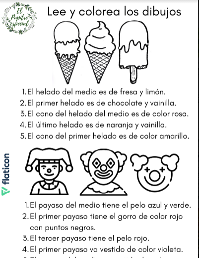 EL PUPITRE ESPECIAL: COMPRENSIÓN LECTORA: LEE Y COLOREA