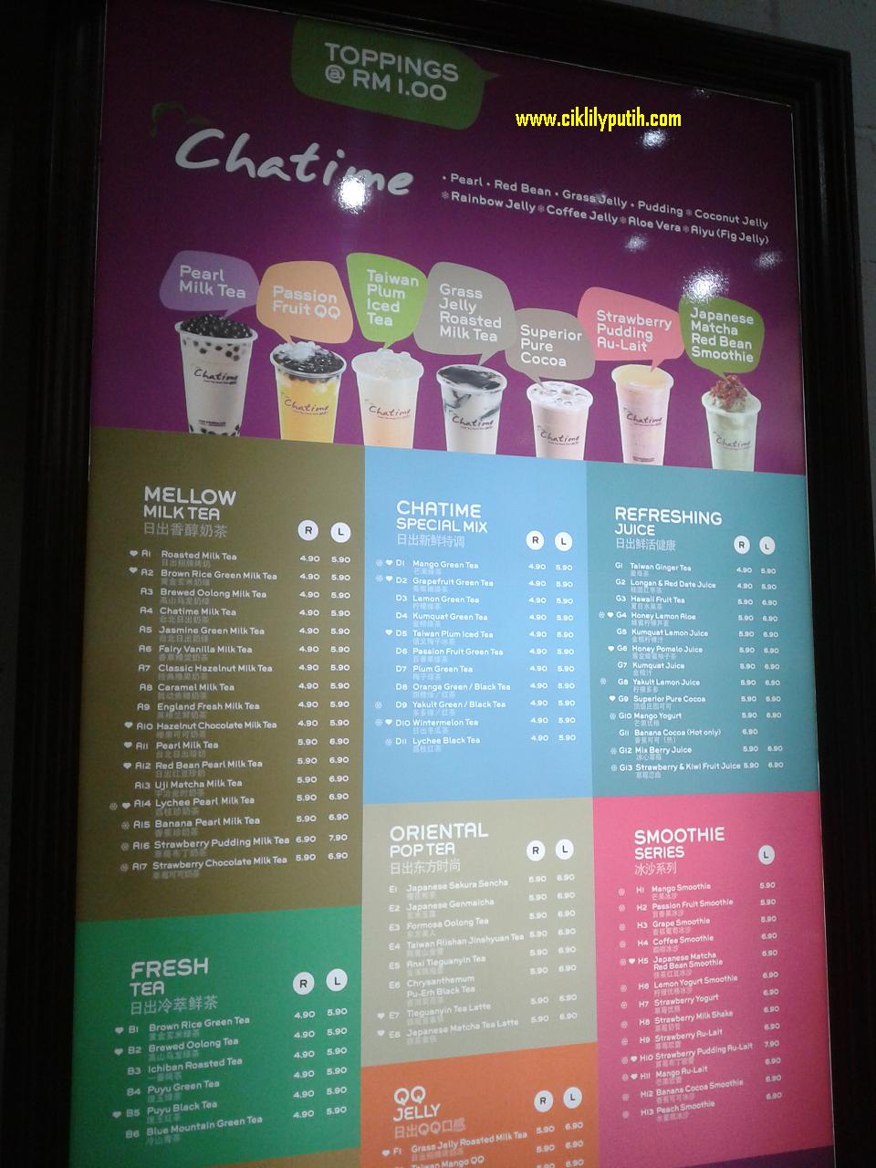 CikLilyPutih The Lifestyle Blogger: Minum Sesuka Hati Di Chatime