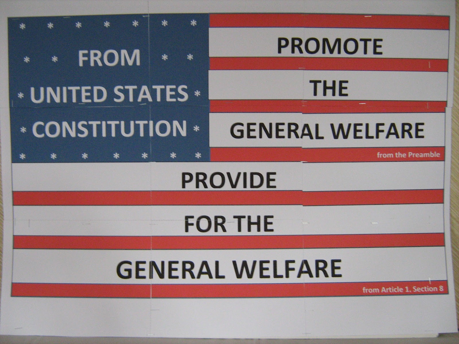 ALICE ON PEACE & JUSTICE: PROVIDE FOR THE GENERAL WELFARE