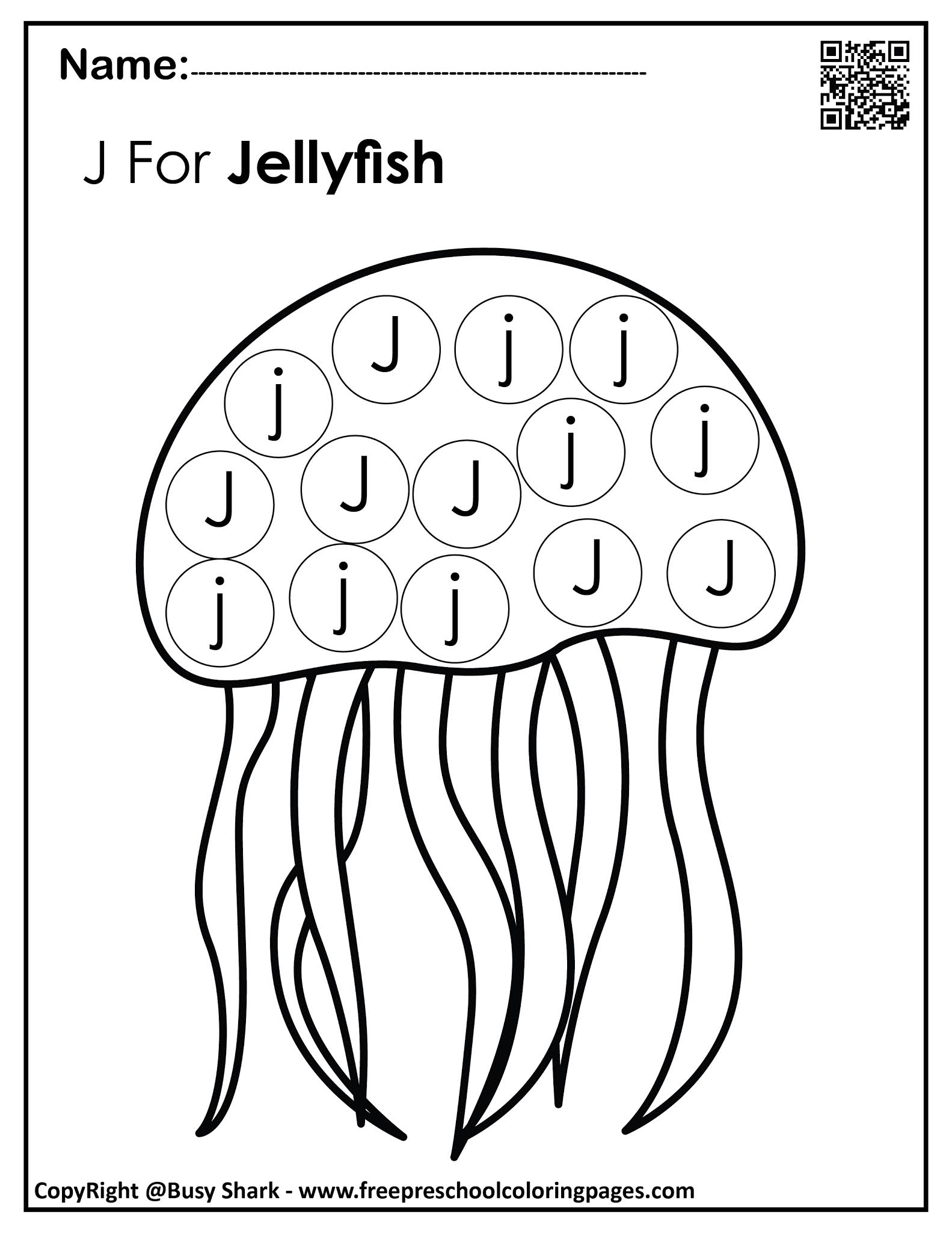 Set of Letter J "10 free Dot Markers coloring pages"