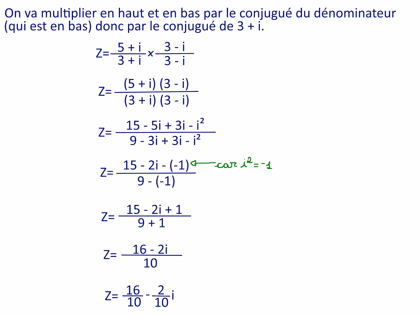 Comment mettre un nombre complexe sous la forme a+ib (sous forme ...