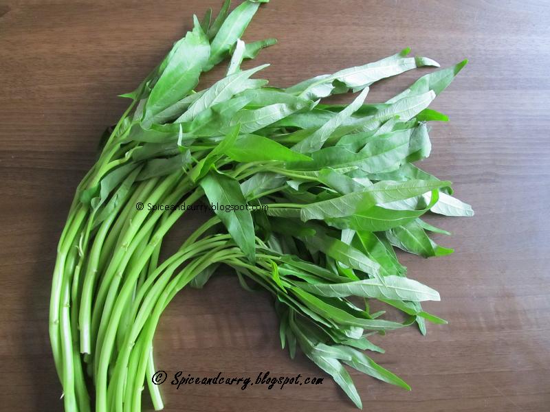 Spice and Curry: Kolmi Shak Bhaja- Ung Choi/Water Spinach stir/fry with ...