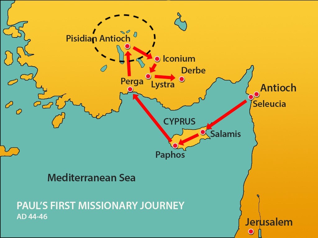 Tito 2:1: Primer viaje misionero: Antioquía de Pisidia (Hechos 13:13-52)