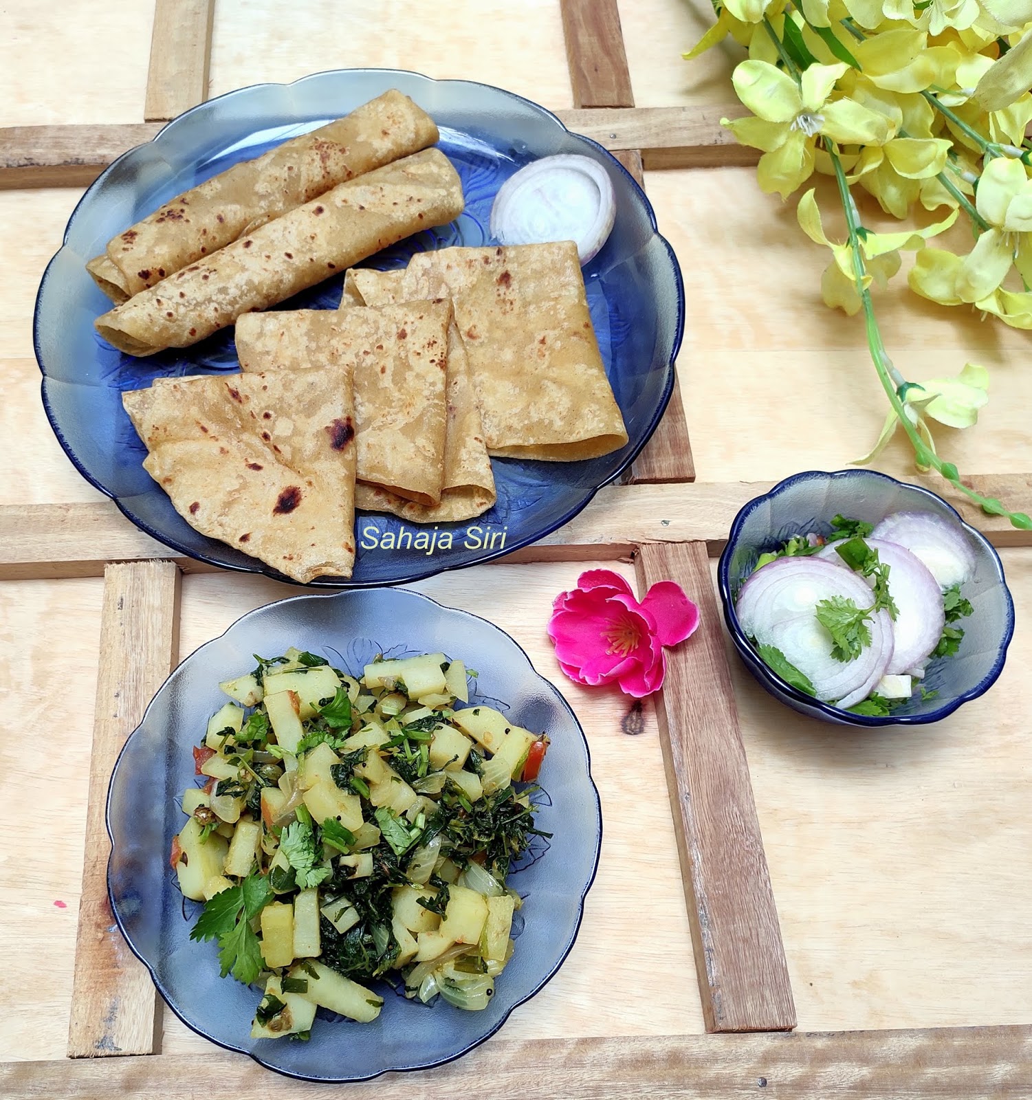 Aloo methi/ Dry potato fenugreek leaves subzi/ Aloo menthya soppu palya