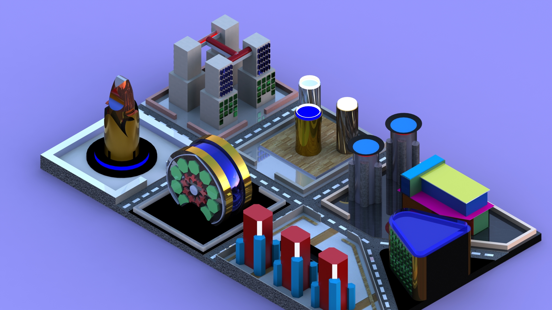 Solid work | city model | animation | solid modeling