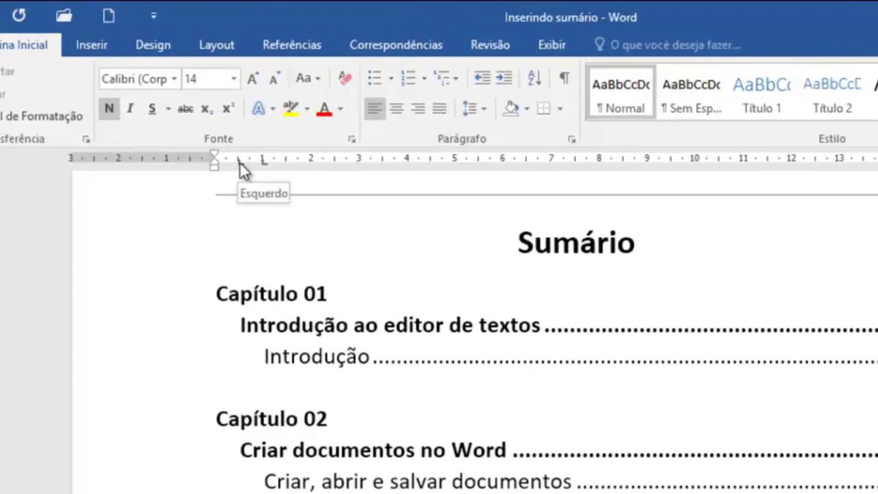 CRIAR SUMÁRIO AUTOMÁTICO NO WORD - PORTAL ALUNOS - CEBRAC MANAUS