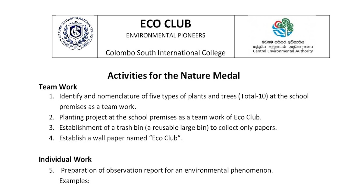 RSGIS-Samanthi: Stage 3 - Nature Medal (ECO CLUB Completion)