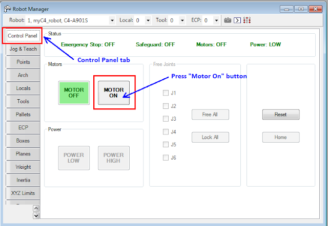 Turn EPSON Robot Motors ON Using Robot Manager | Robotics University