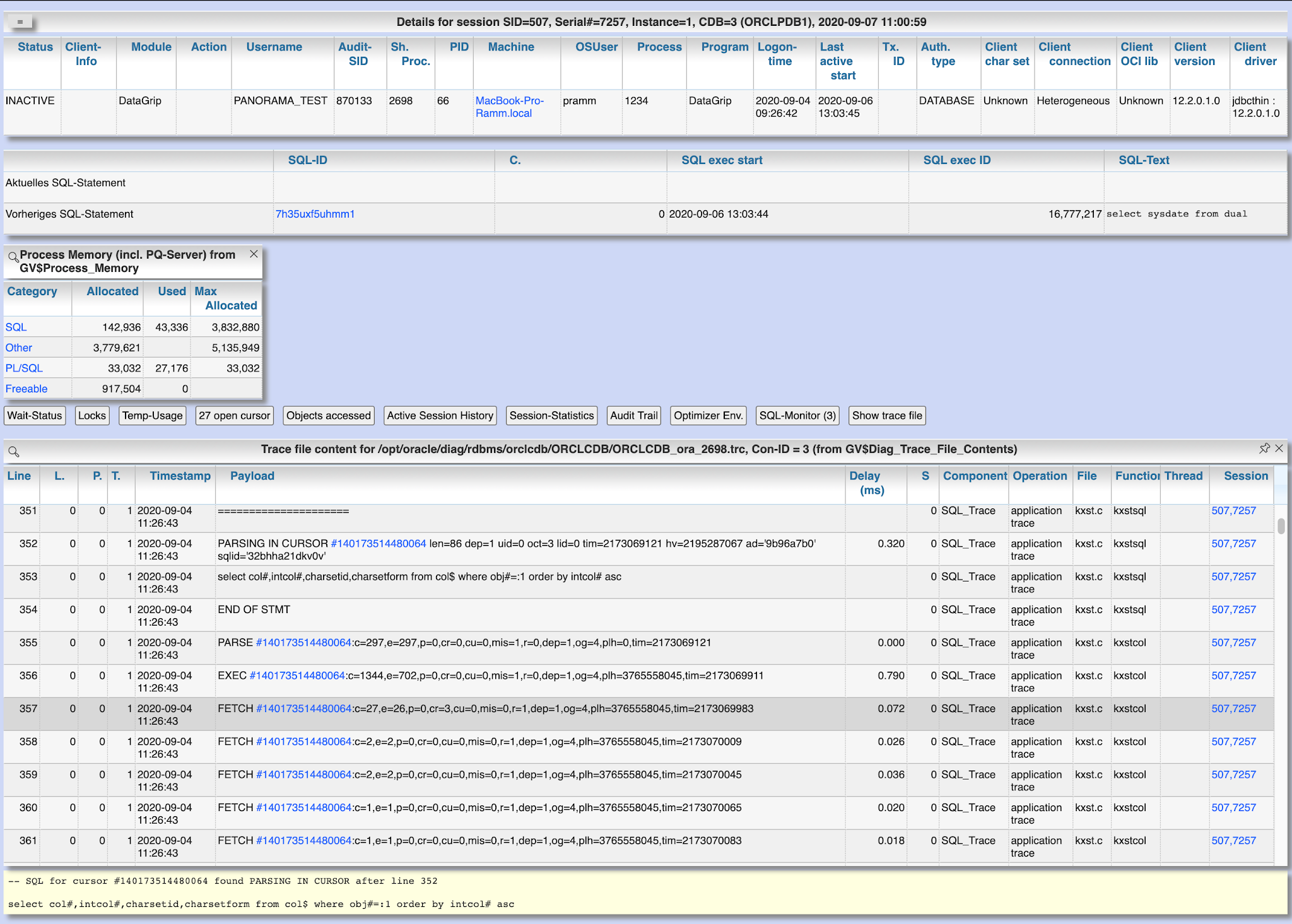 Panorama List Oracle Trace Files And It S Content