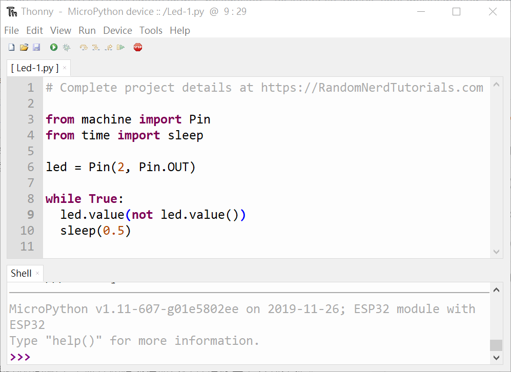 MicroPython筆記(03)：使用Thonny IDE在NodeMCU/ESP32編譯MicroPython程式