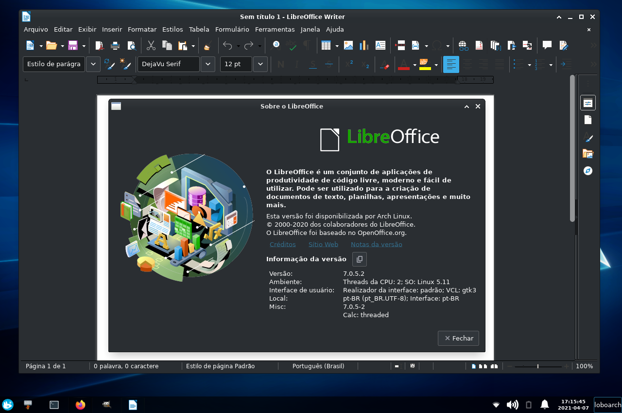 Libreoffice em PTPT e PTBR no Arch Linux, Manjaro e derivados
