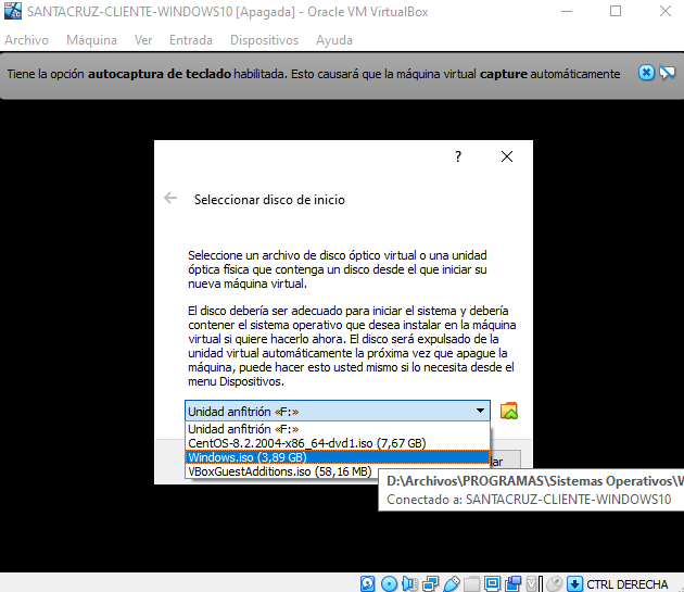 Instalación de Windows 10 en VirtualBox