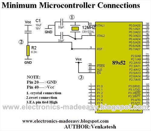 Venkatesh's ELECTRONICS MADE EASY: MINIMUM MICRO CONTROLLER CONNECTIONS