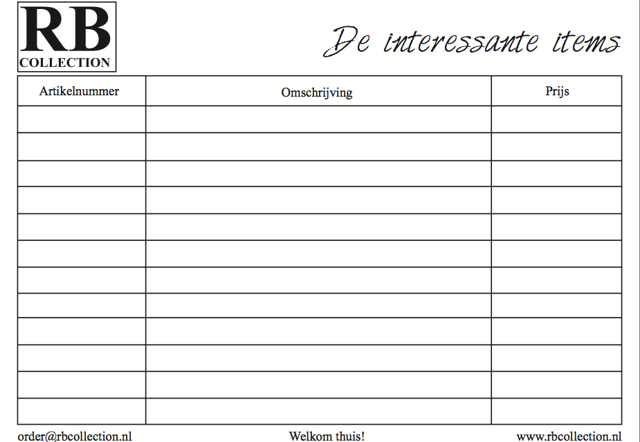Werkzaamheden 5 'Invullijst'