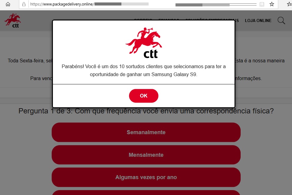 Alerta: Fraude em nome dos CTT promete Galaxy S9 via SMS | Aberto até de Madrugada