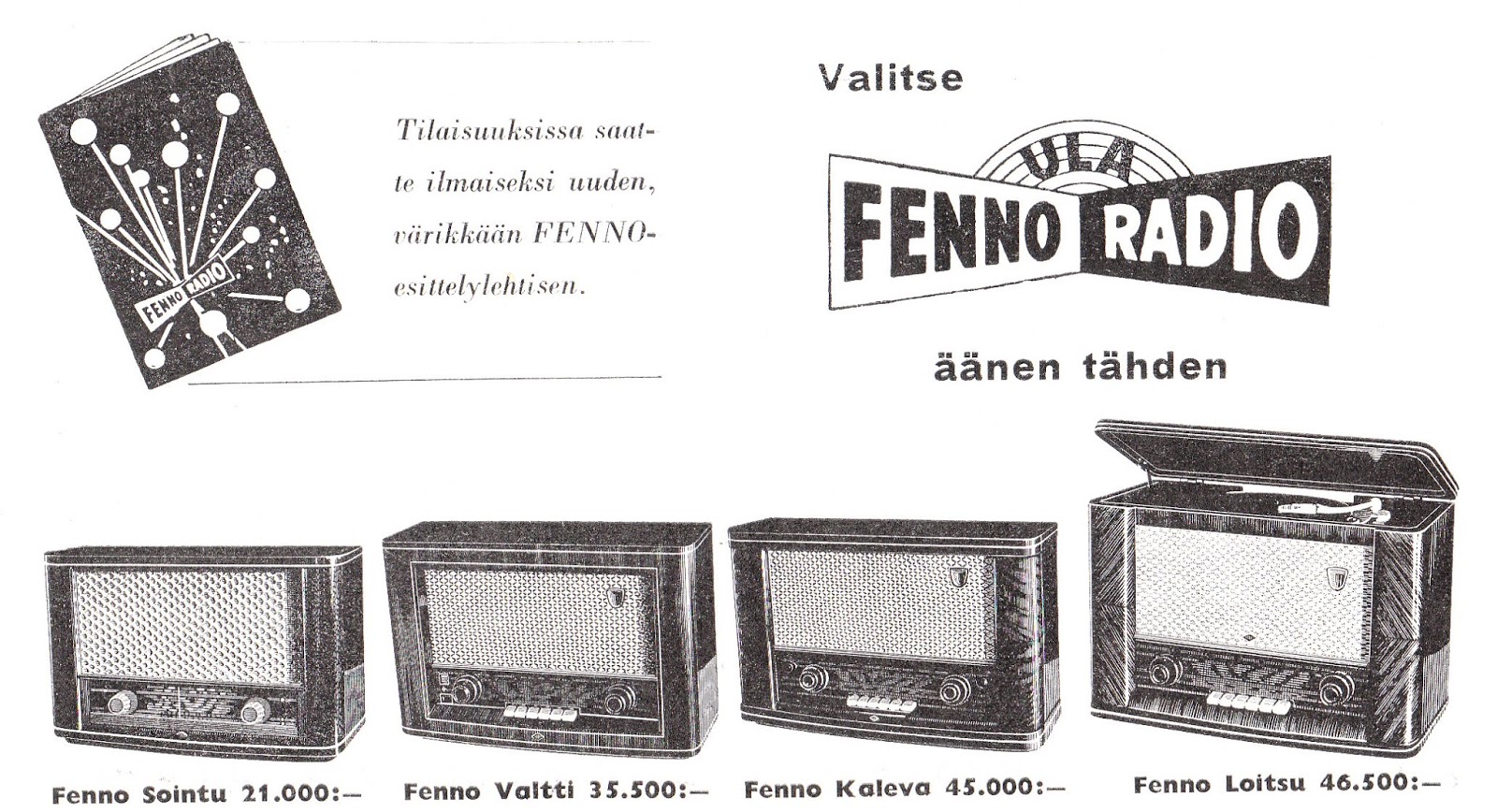 Vanhoja mainoksia: Fenno radio 1955