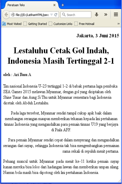 Cara Membuat Perataan Teks Dokumen Pada HTML | Belajar Komputer ...