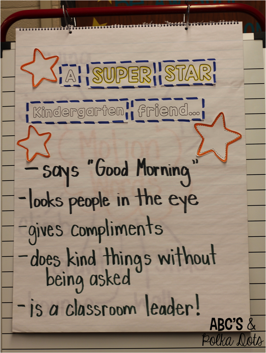 ABC's and Polka Dots: "Super Star Kindergarten Friend" Anchor Chart