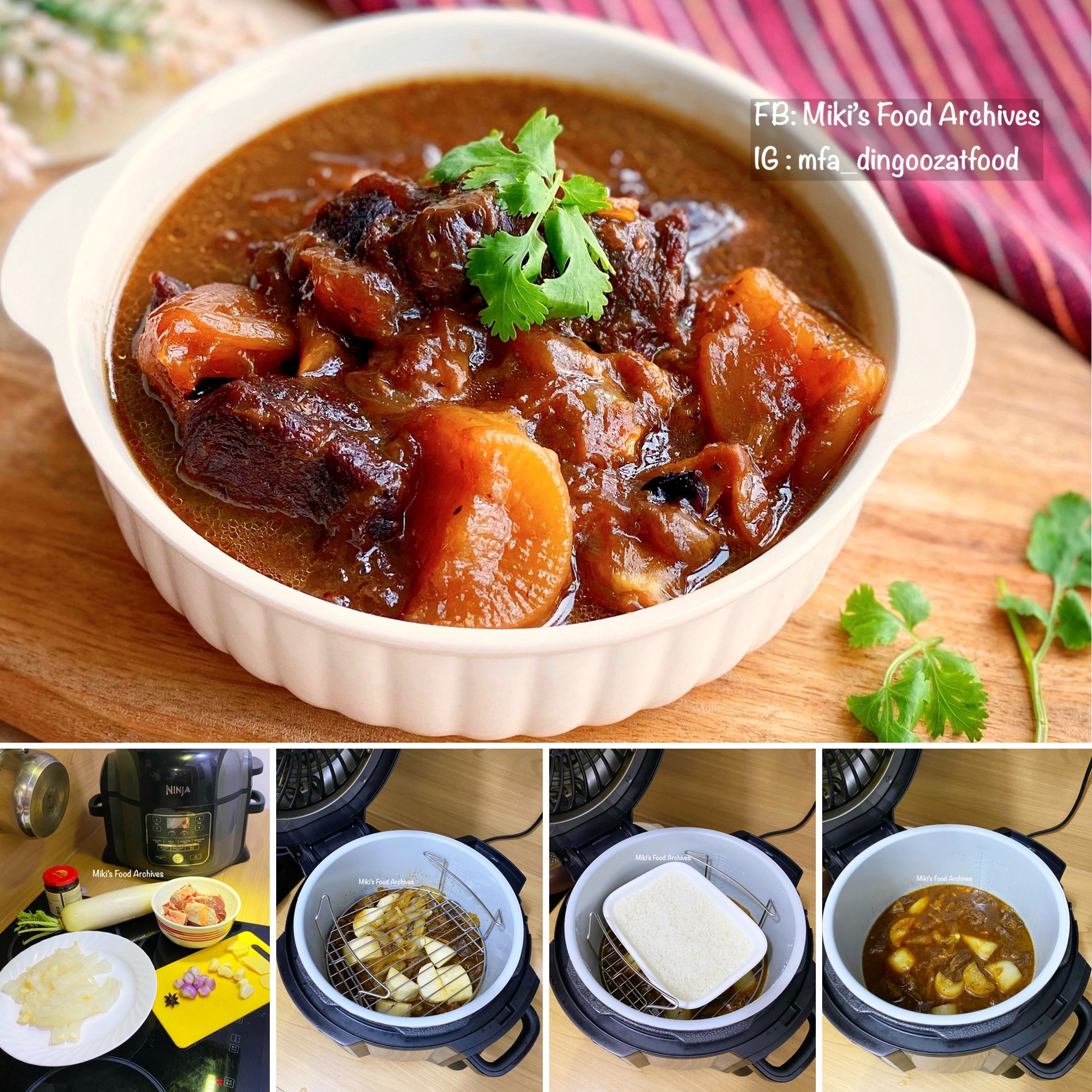 Miki's Food Archives : Beef Stew With Tendon & Daikon 柱候萝卜焖牛肉、筋 ...