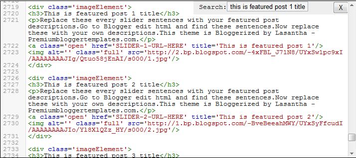 Cara Mencari Kode/Kata di Menu Template/Edit HTML | Cop-Tor