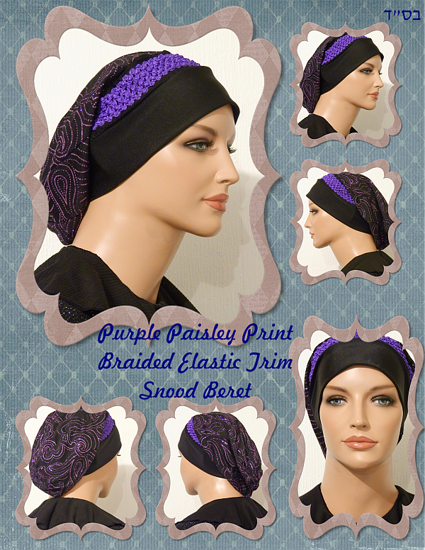 New line of Snood Berets with Braided Elastic Trimmings!