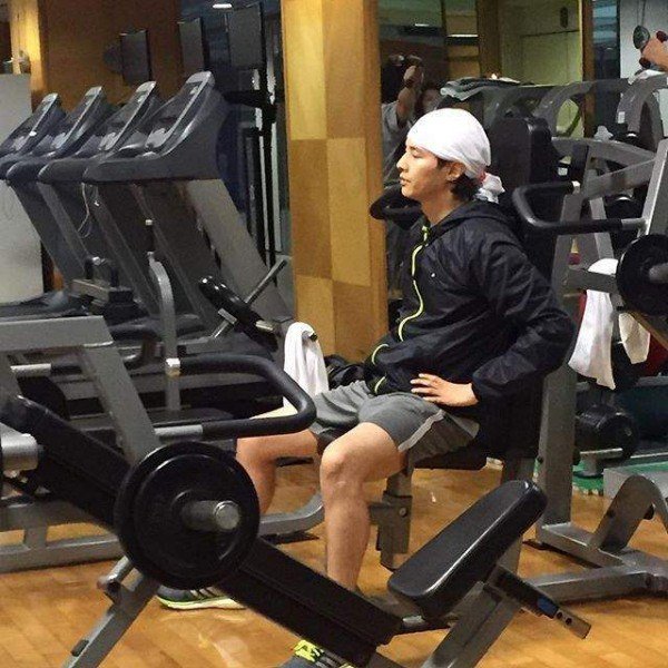 Won Bin spotted at the gym
