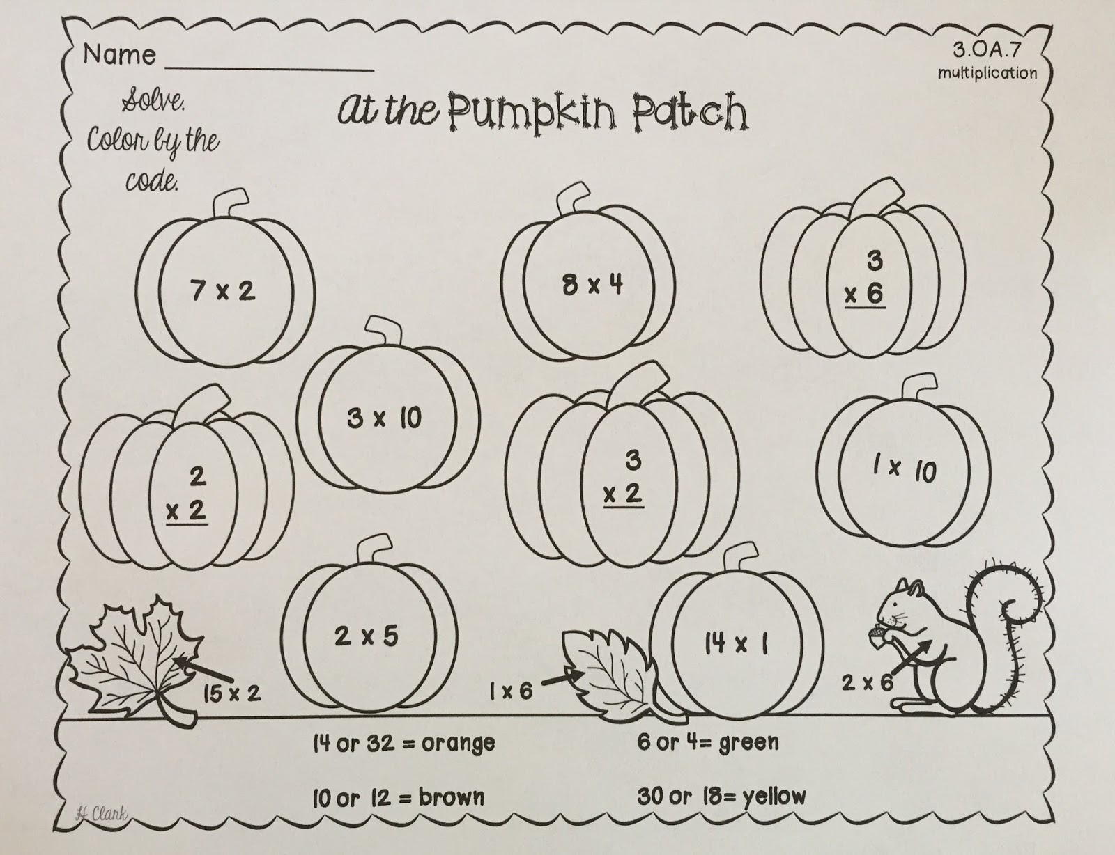 Crazy Critter Cafe : Fall Multiplication Practice Freebie Printable