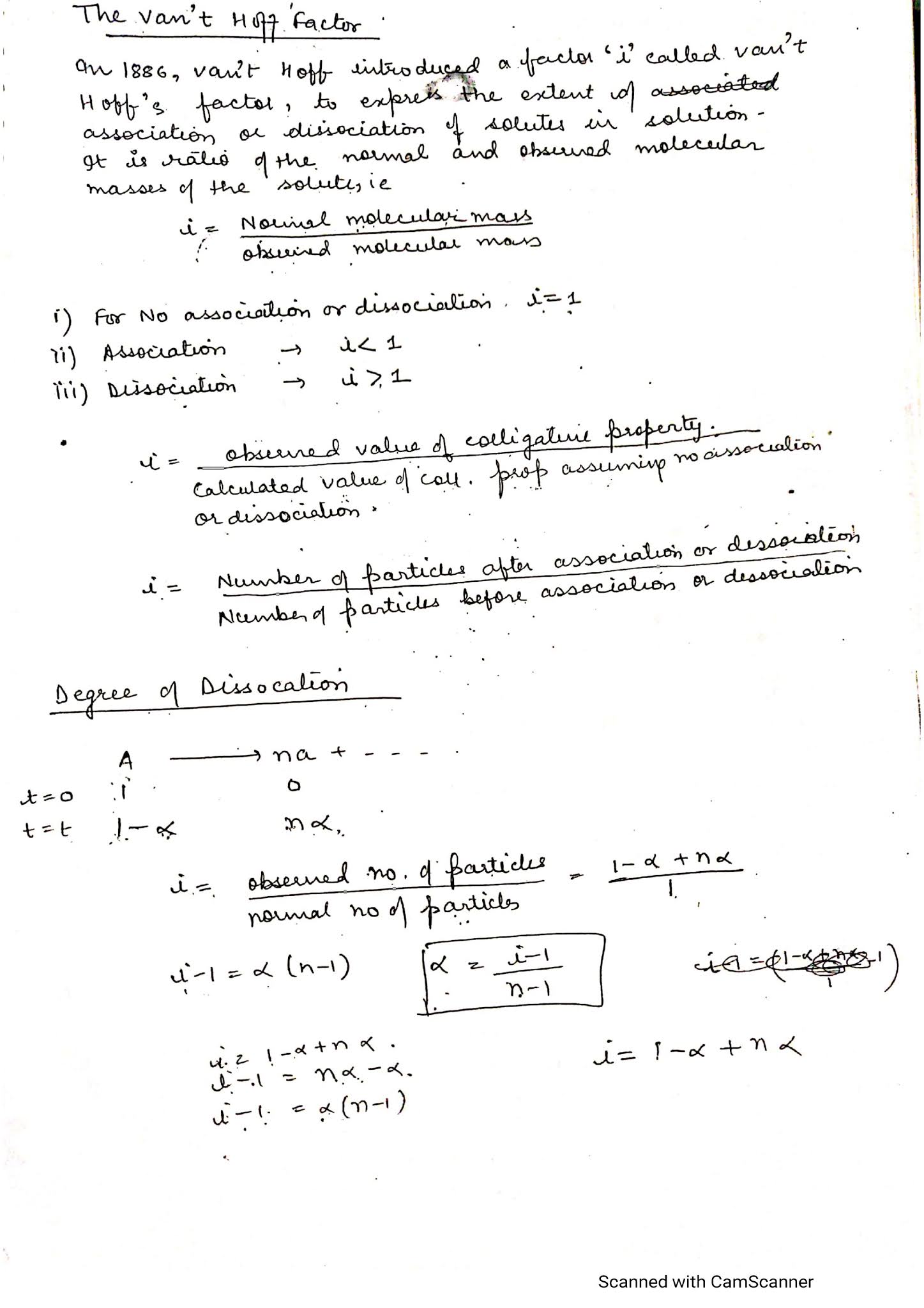 Chapter 2- Solutions Class 12 Handwritten Notes PDF download