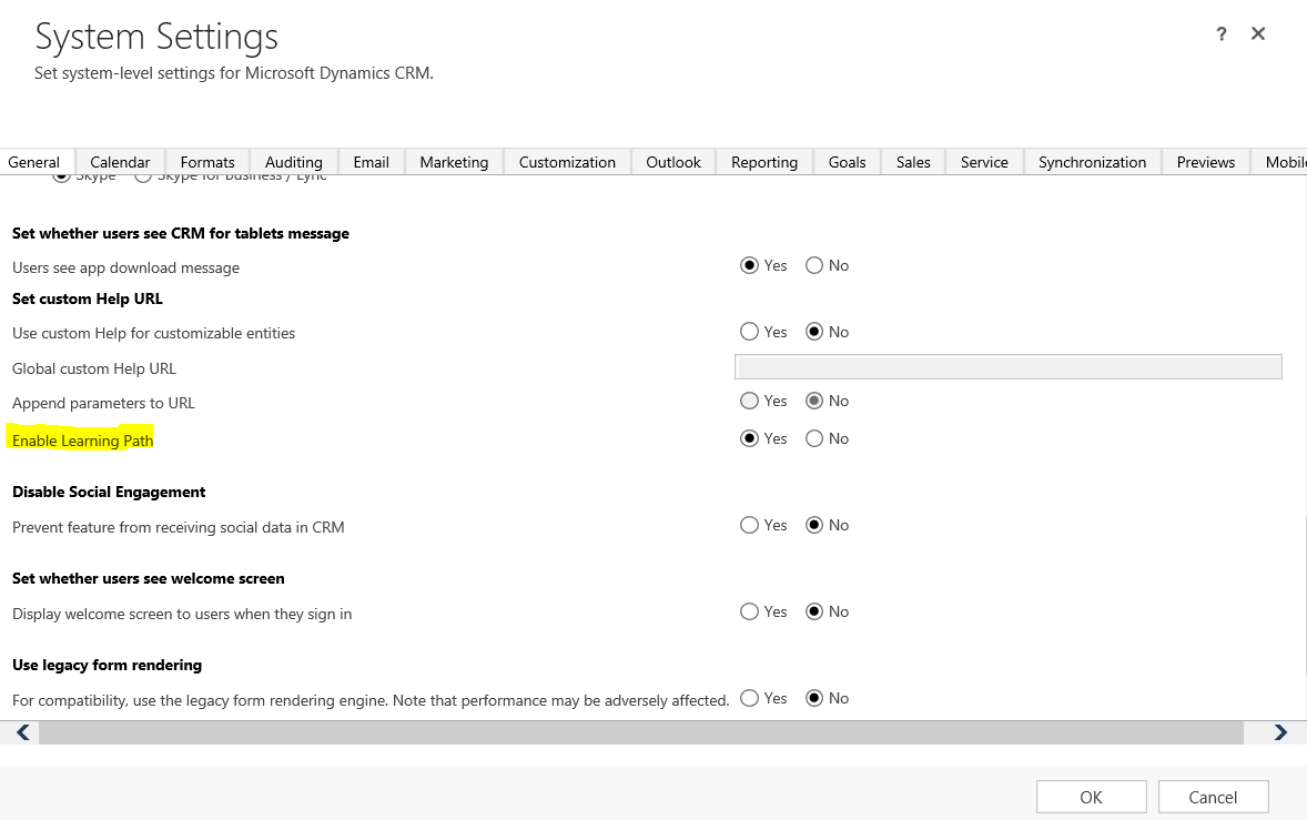Dynamics 365 Customer Engagement: Turn On/Off Learning Path in Dynamics 365