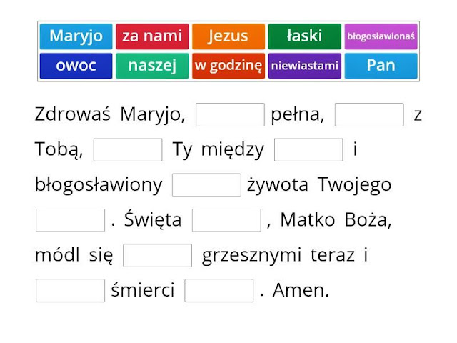 Umiarkowana pedagogika: RELIGIA - MODLITWA "Zdrowaś Maryjo"