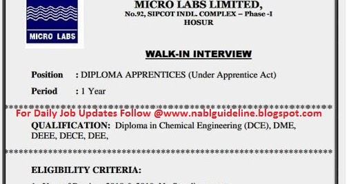 NABL GUIDELINES: Micro Labs Limited - Walk-In Interview for Freshers on ...