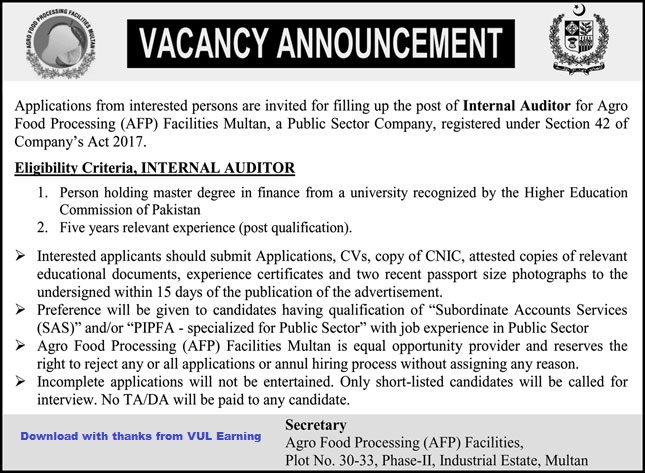 Agro Food Processing (AFP) Latest jobs 2020 - latest Vacancy Announced