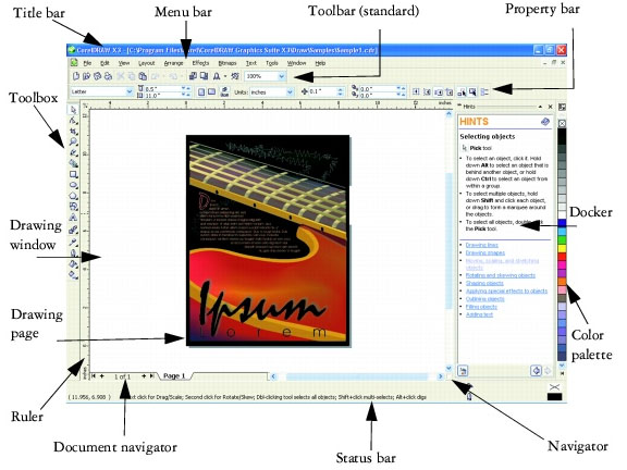 Multimedia: CorelDRAW application window
