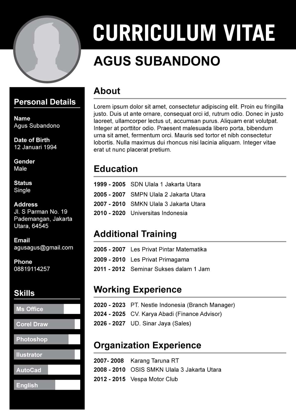 Kumpulan Template Desain CV Format PDF & AI - Masvian