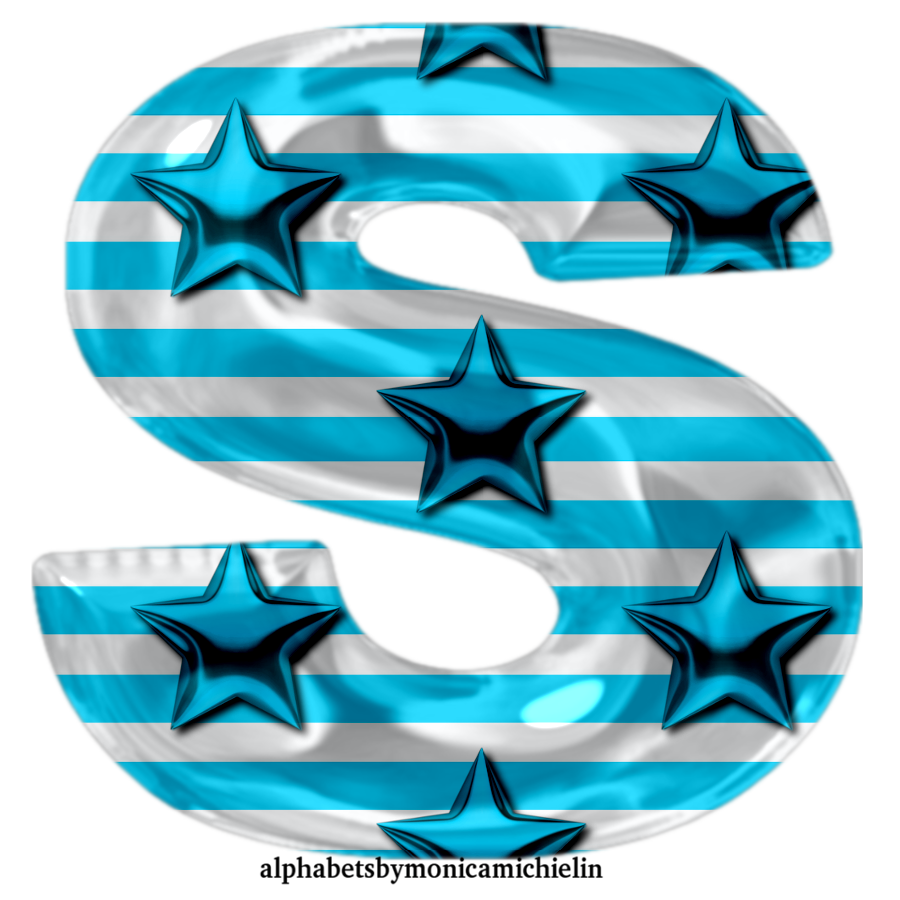 Monica Michielin Alphabets: BLUE STRIPES BLUE STARS ALPHABET AND ICONS PNG